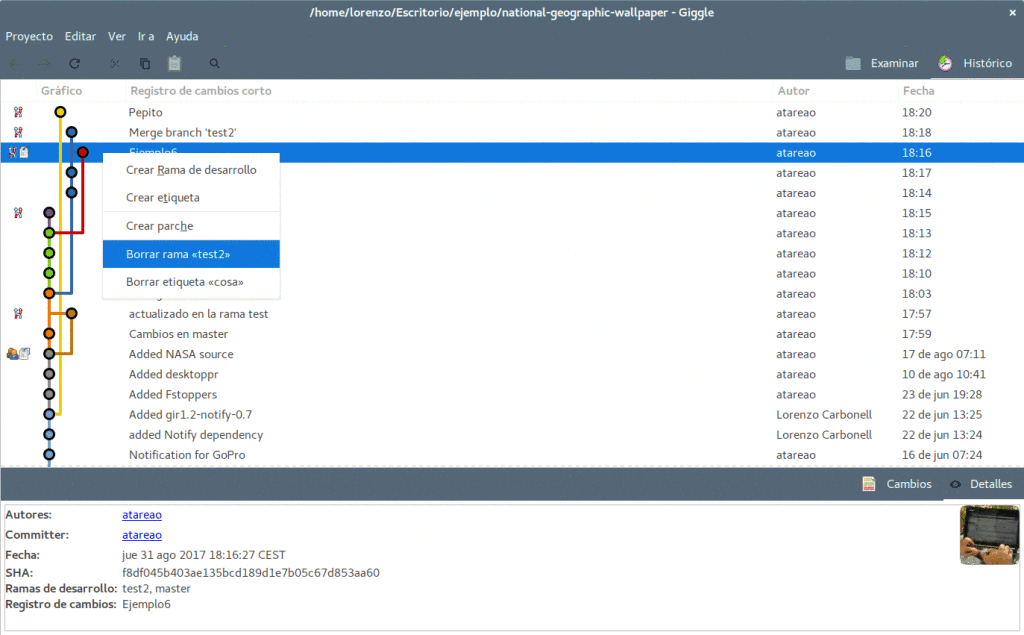 Giggle, un interesante cliente gráfico Git para Linux Mint, Ubuntu, etc - atareao con Linux
