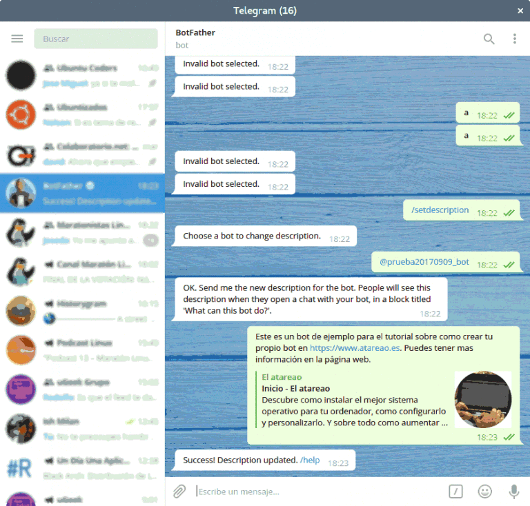 Exprimiendo Telegram. Crea tu propio bot para Telegram. - atareao con Linux Exprimiendo Telegram. Crea tu propio bot para Telegram. - atareao con Linux