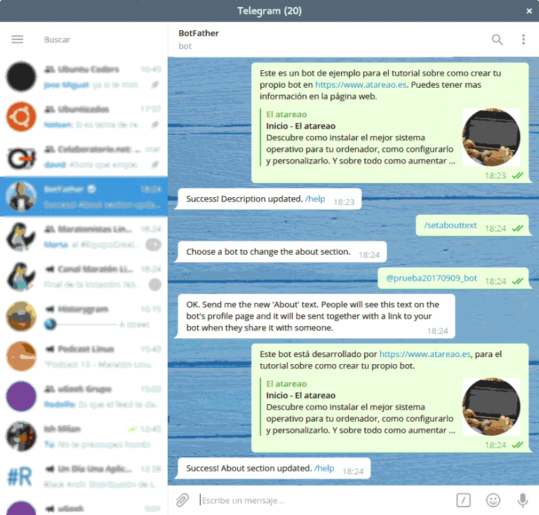 Exprimiendo Telegram. Crea tu propio bot para Telegram. - atareao con Linux