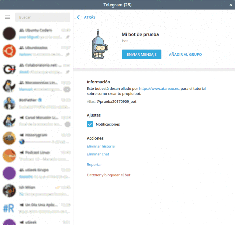 Exprimiendo Telegram. Crea tu propio bot para Telegram. - atareao con Linux